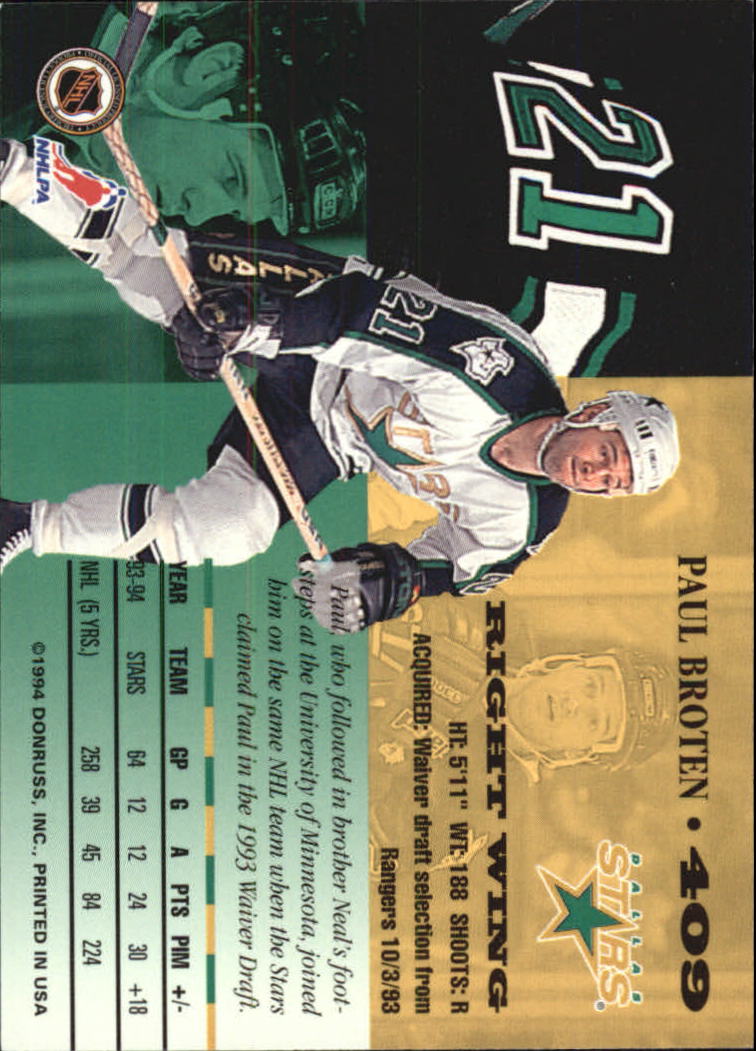 1994-95 Leaf #409 Paul Broten - A0532 - NM-MT