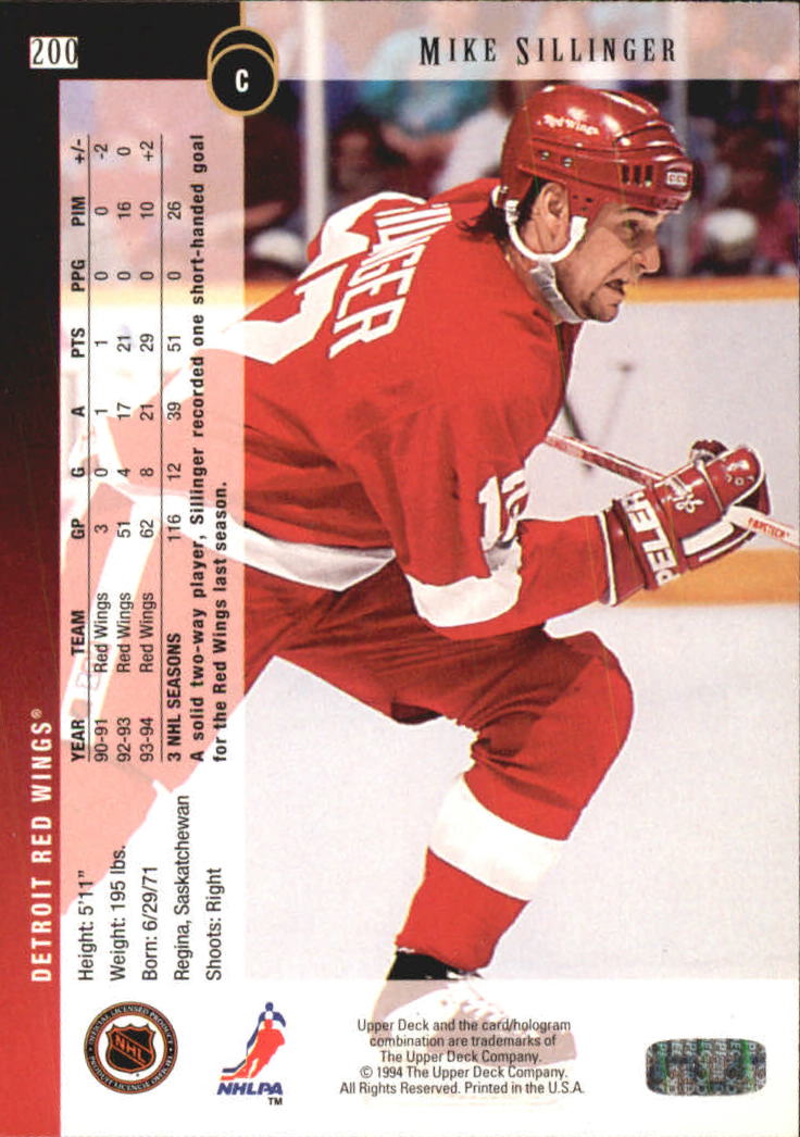 1994-95 Upper Deck #200 Mike Sillinger - NM-MT