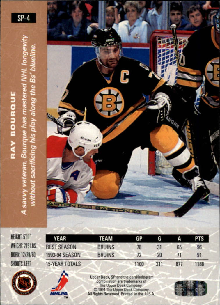 1994-95 Upper Deck SP Inserts #SP4 Ray Bourque - NM-MT 1994-95 Upper Deck SP Inserts #SP4 Ray Bourque - NM-MT