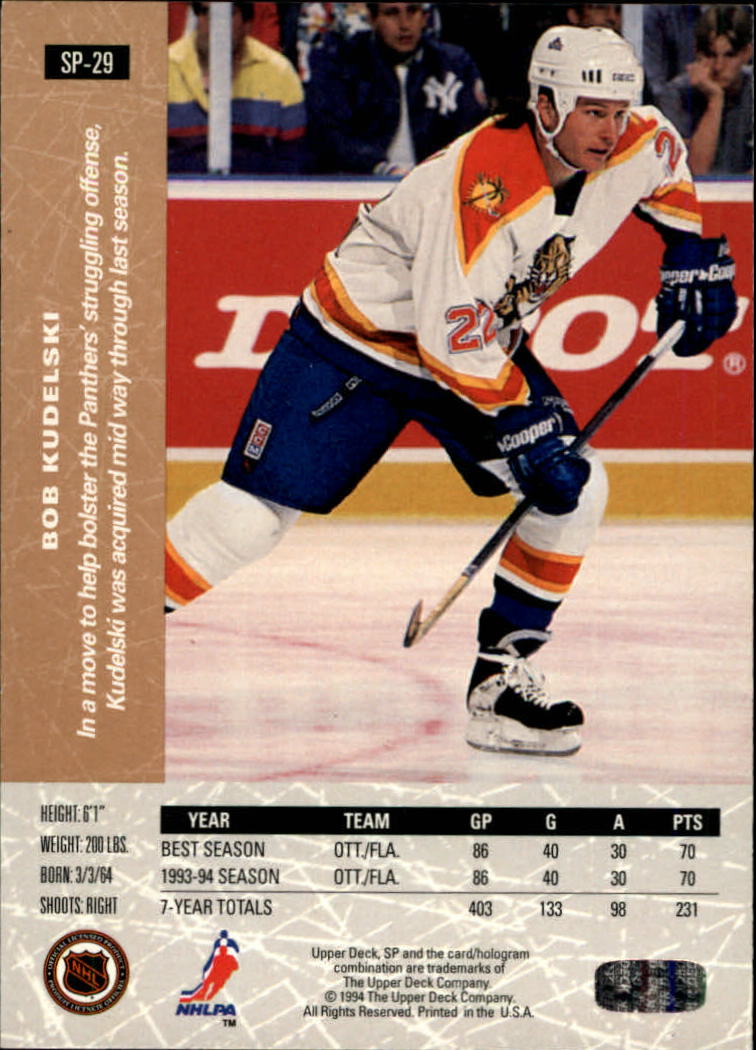 1994-95 Upper Deck SP Inserts #SP29 Bob Kudelski - NM-MT 1994-95 Upper Deck SP Inserts #SP29 Bob Kudelski - NM-MT