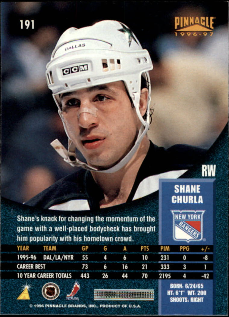 1996-97 Pinnacle #191 Shane Churla - NM-MT