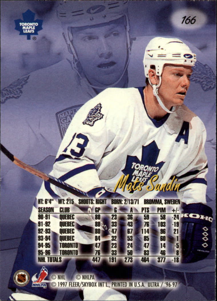 1996-97 Ultra #166 Mats Sundin - NM-MT