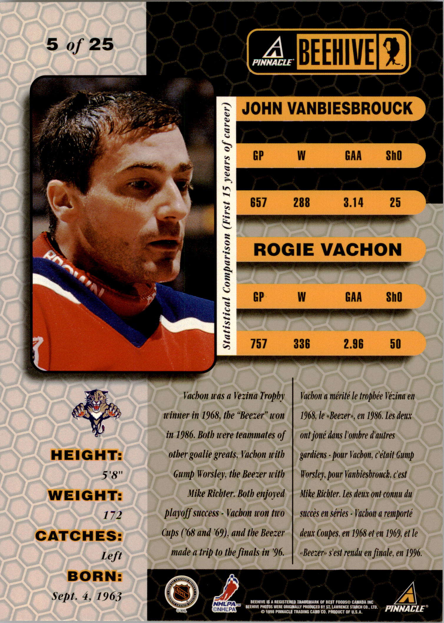 1997-98 Beehive Team #5 John Vanbiesbrouck - NM-MT