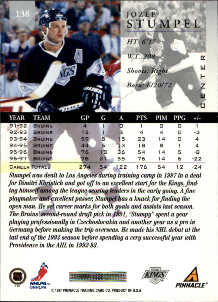 1997-98 Pinnacle #138 Jozef Stumpel - NM-MT