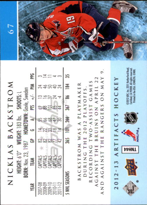 2012-13 Artifacts #67 Nicklas Backstrom - NM-MT+ - TemDee | Beckett ...