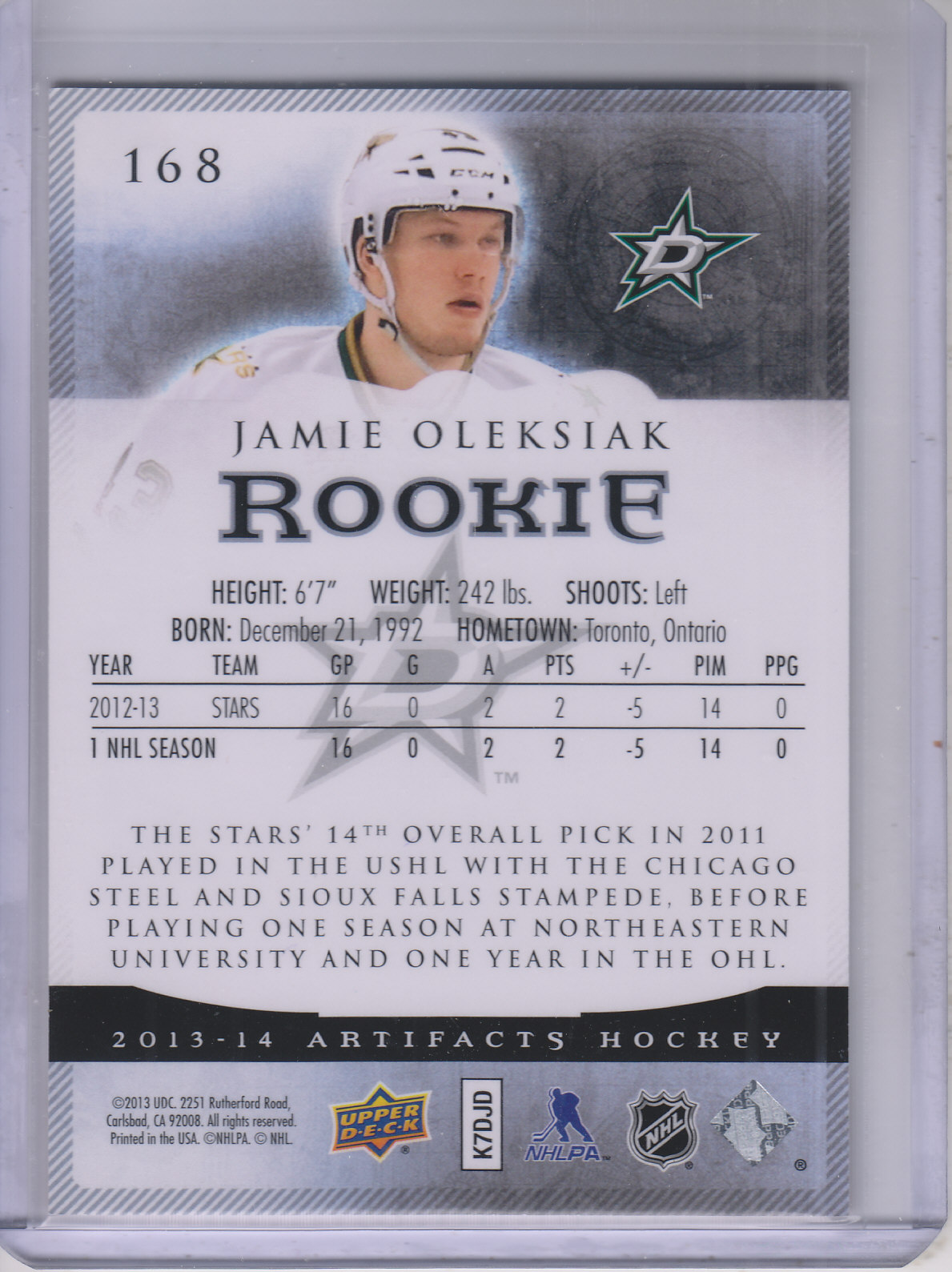 2013-14 Artifacts Ruby #168 Jamie Oleksiak - NM-MT