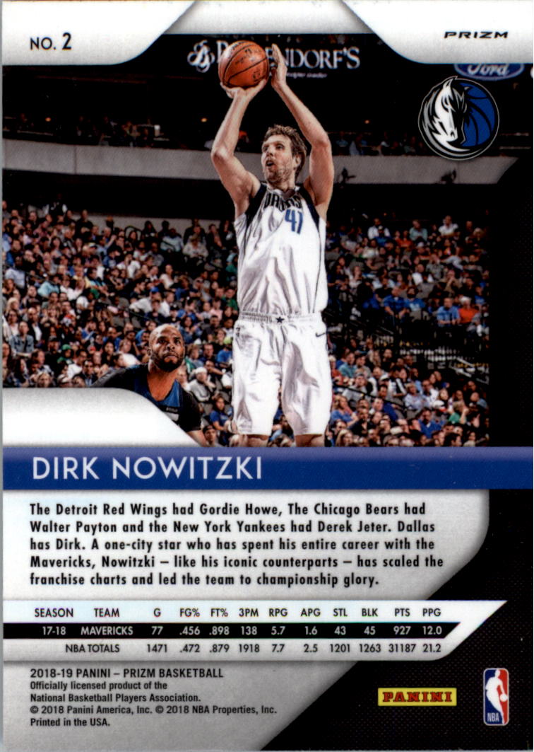 2018-19 Panini Prizm Prizms Silver #2 Dirk Nowitzki - NM-MT ...