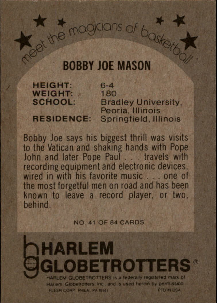 1971-72 Globetrotters 84 #41 Bobby Joe Mason/(passing behind back ...