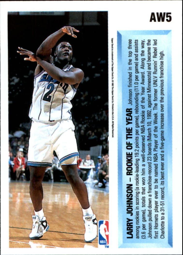 1992-93 Upper Deck Award Winner Holograms #AW5 Larry Johnson/Rookie of ...