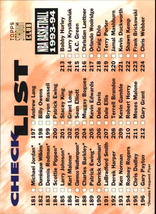 1993-94 Stadium Club #359 Checklist - NM-MT