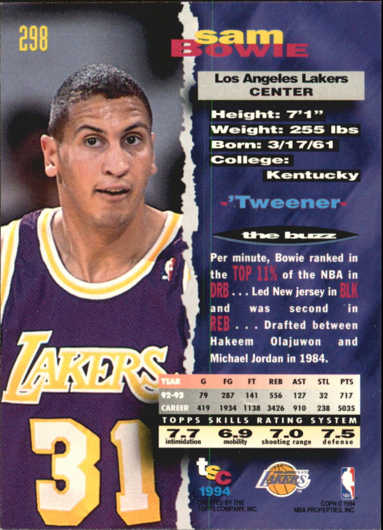 1993-94 Stadium Club Super Teams NBA Finals #298 Sam Bowie - NM-MT