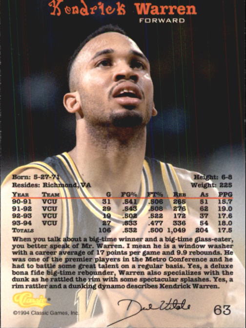 1994 Classic #63 Kendrick Warren - NM