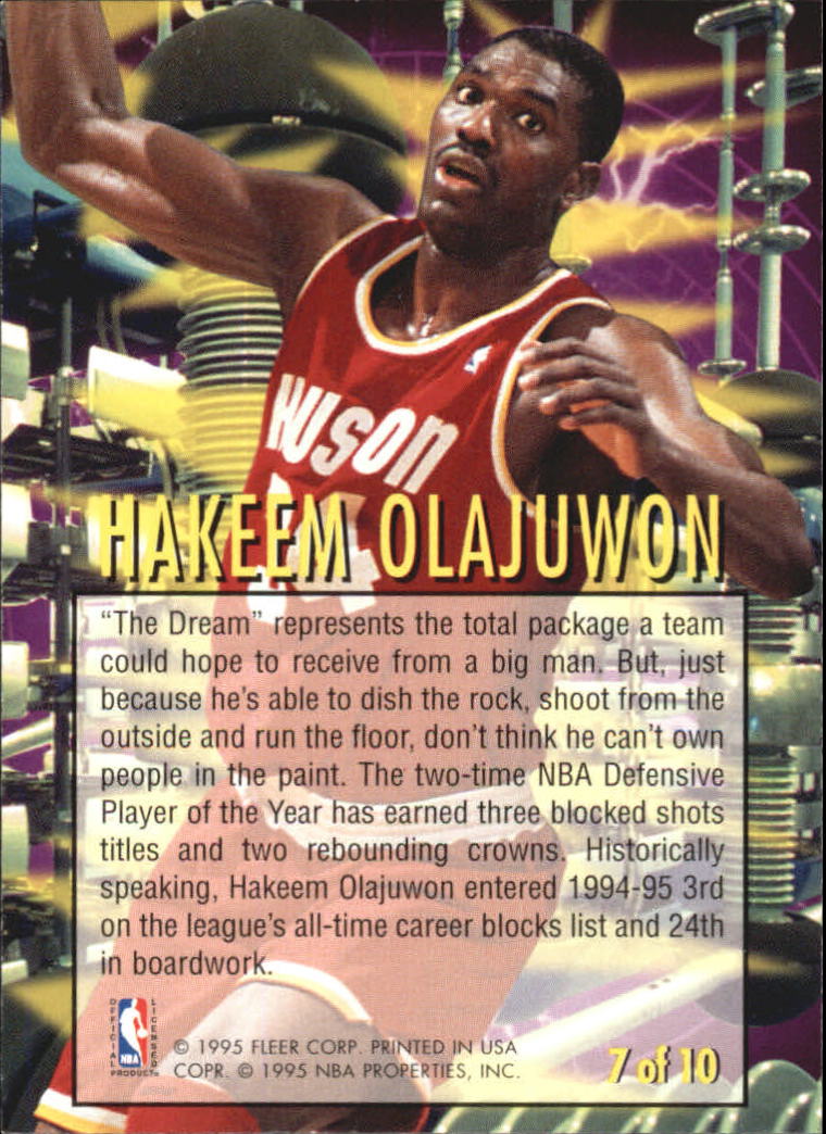 1994-95 Fleer Towers of Power #7 Hakeem Olajuwon - 7 of 10 - MINT ...