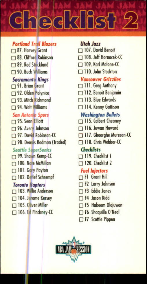 1995-96 Jam Session #120 Checklist - NM-MT