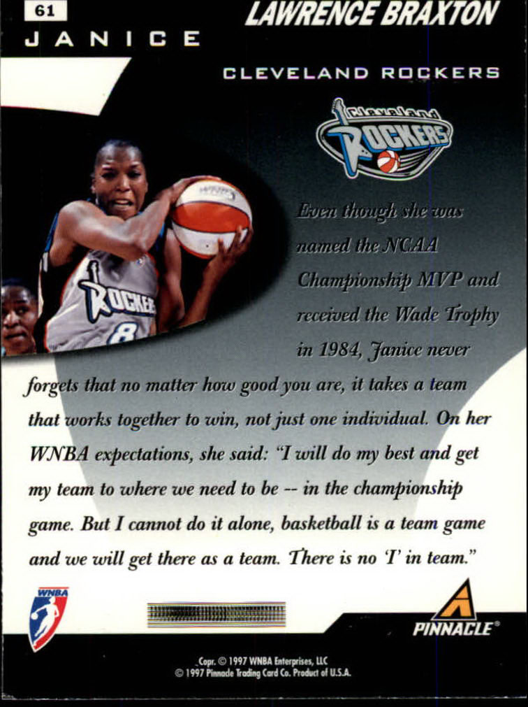 1997 Pinnacle Inside WNBA #61 Janice Lawrence Braxton HS - NM-MT