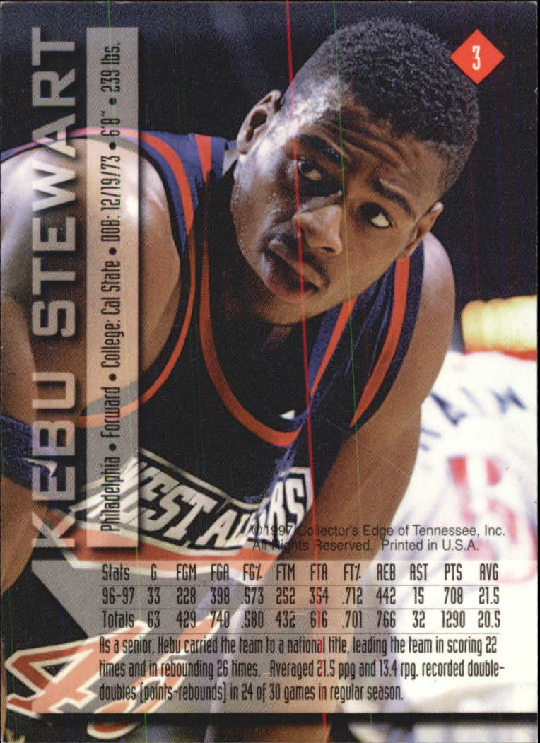 1997 Collector's Edge #3 Kebu Stewart - NM-MT