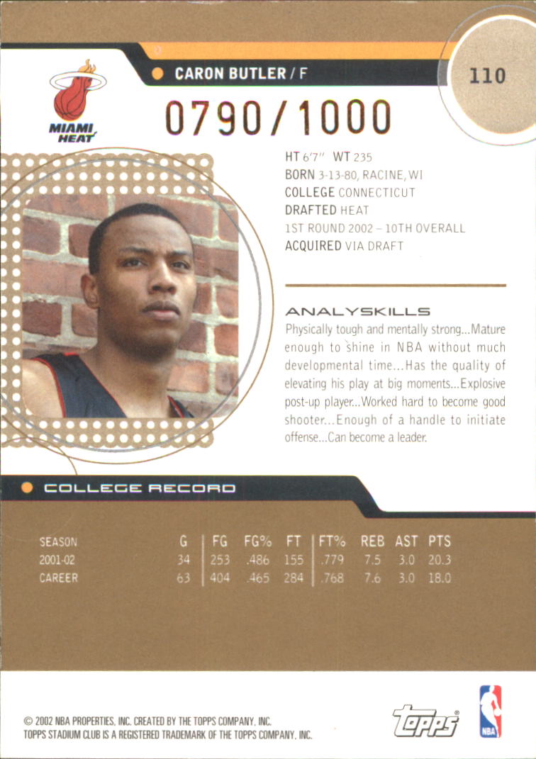 2002-03 Stadium Club 10th Anniversary Parallel #110 Caron Butler - NM-MT