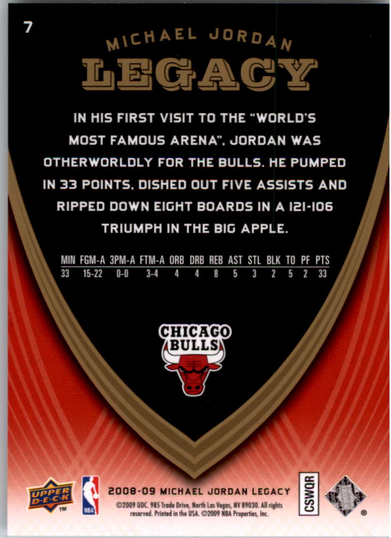 2008-09 Upper Deck Michael Jordan Legacy Collection #7 Michael Jordan ...