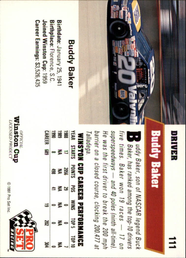 1991 Pro Set #111 Buddy Baker - B3847 - NM-MT