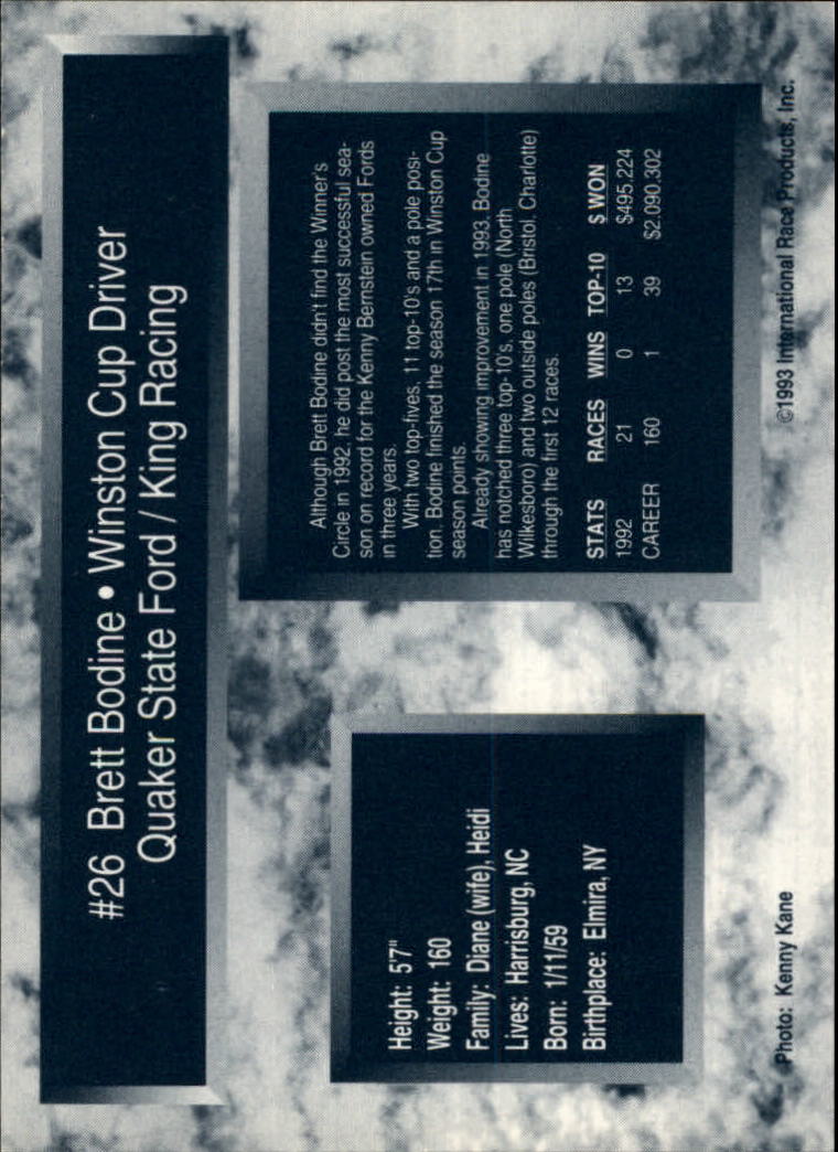 1993 Traks #26 Brett Bodine - NM-MT