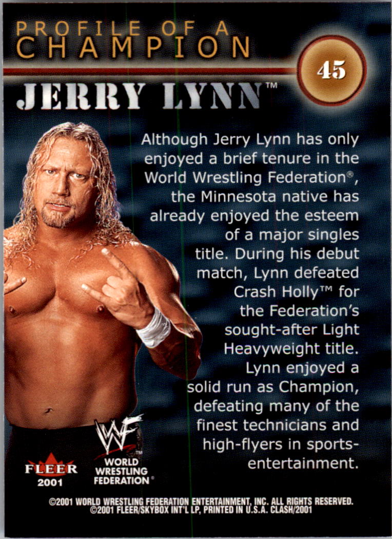 2001 Fleer WWF Championship Clash #45 Jerry Lynn PC - A8141 - NM-MT