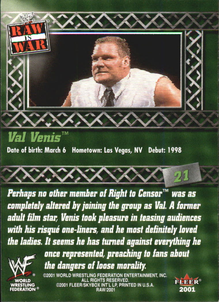 2001 Fleer WWF Raw Is War #21 Val Venis - NM-MT