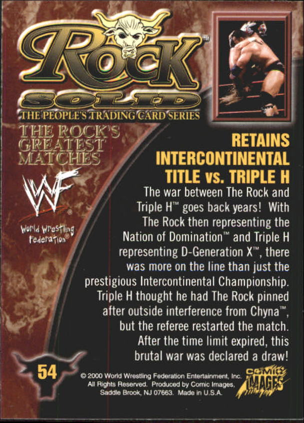 2000 Comic Images WWF Rock Solid #54 Rock vs. Triple H - NM-MT