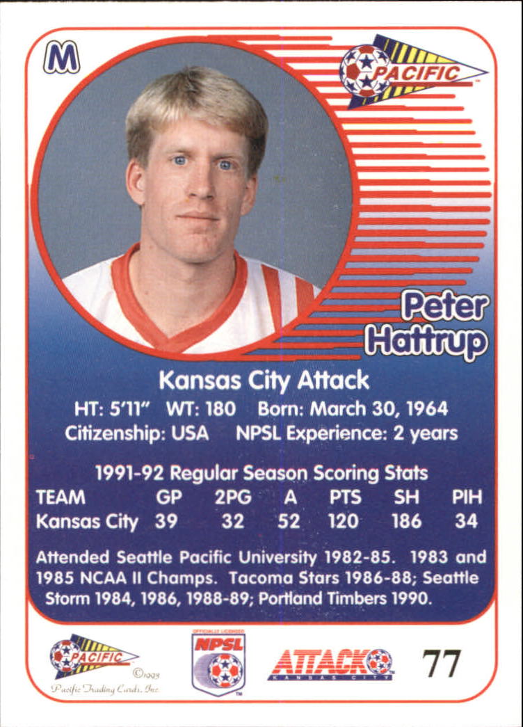 1993 Pacific NPSL #77 Peter Hattrup - NM-MT - Triple Play Sports Cards | Beckett Marketplace
