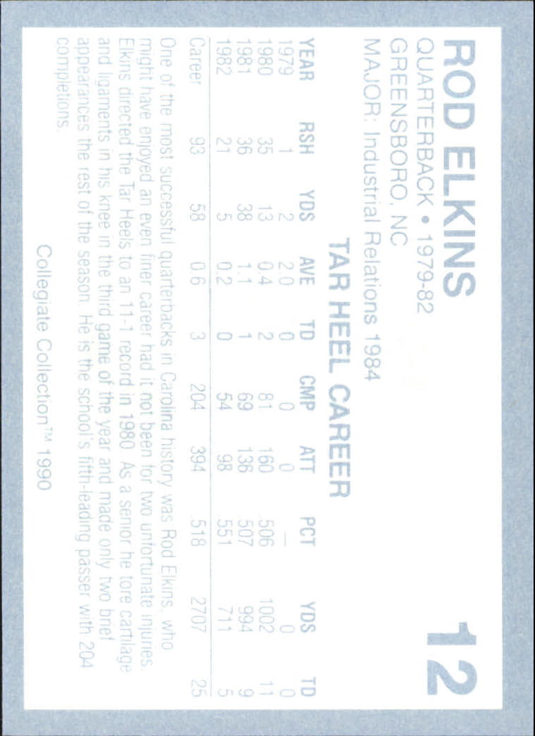 1990-91 North Carolina Collegiate Collection #12 Rod Elkins F - NM-MT
