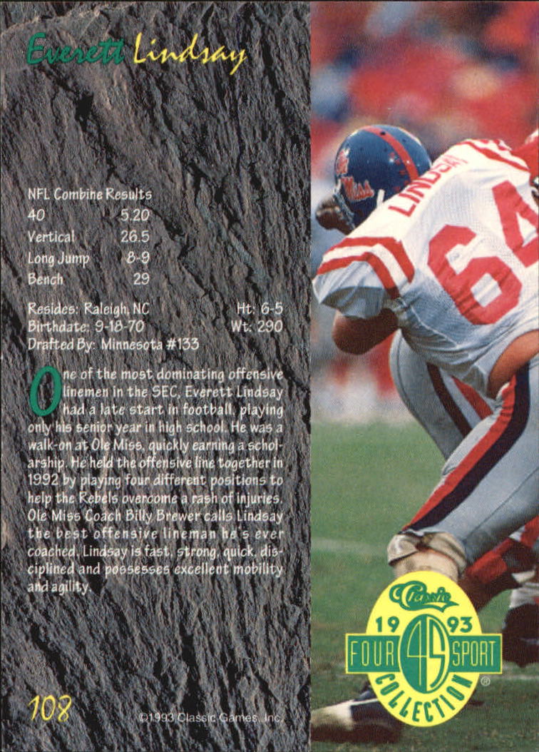 1993 Classic Four Sport #108 Everett Lindsay - NM-MT