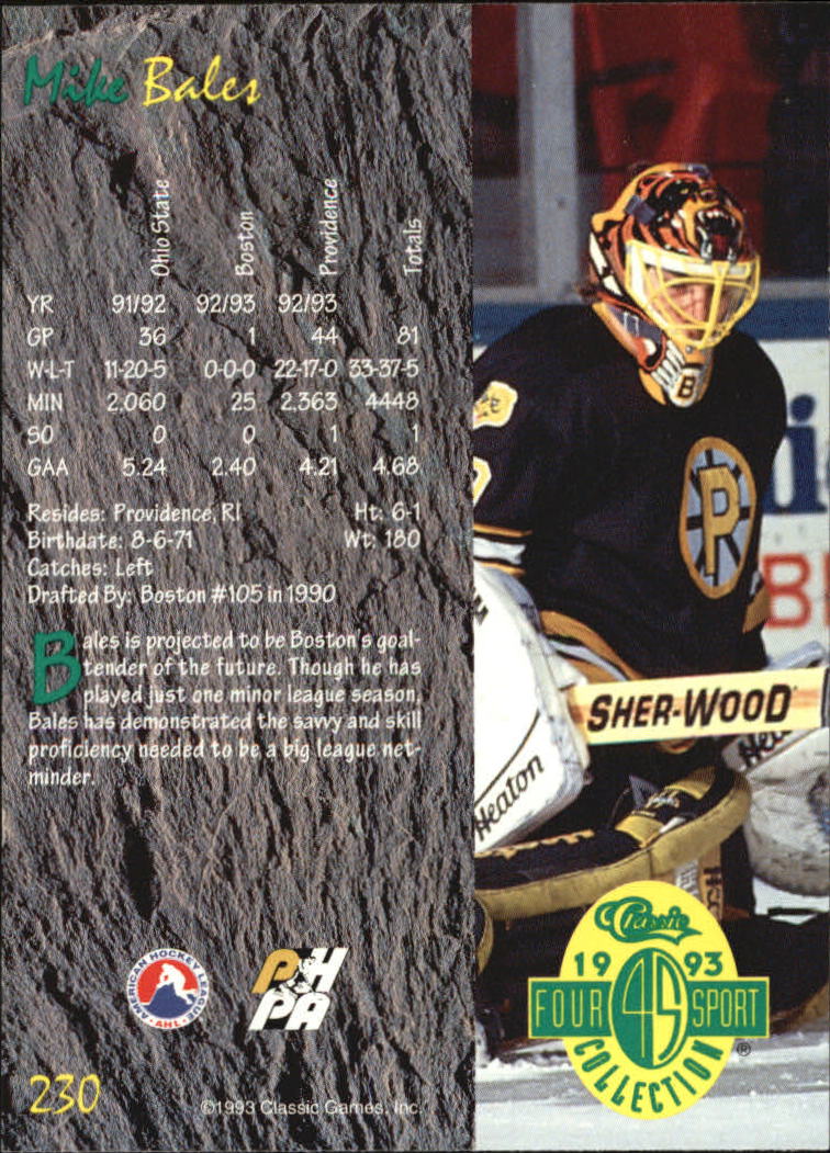 1993 Classic Four Sport #230 Mike Bales - NM-MT+
