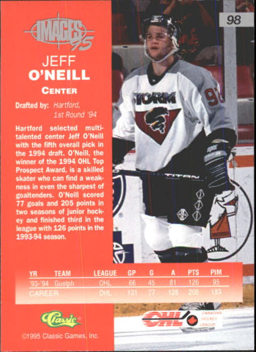 1995 Images Four Sport #98 Jeff O'Neill - NM-MT - Jim & Steve's ...