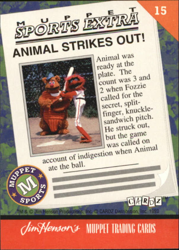 1993 Cardz Jim Henson's Muppet Trading Cards #15 Animal Strikes Out ...