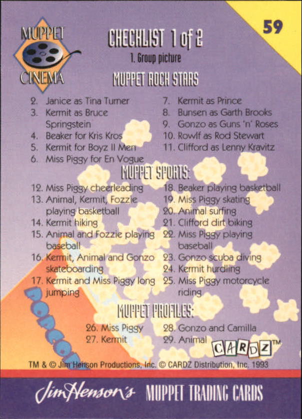 1993 Cardz Jim Henson's Muppet Trading Cards #59 Cleopigtra - NM-MT