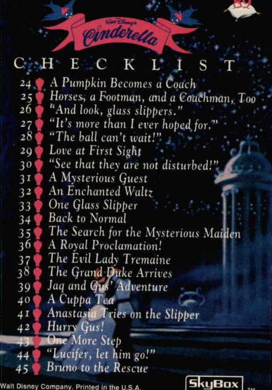 1995 SkyBox Walt Disney's Cinderella #89 Checklist - B3456 - NM-MT
