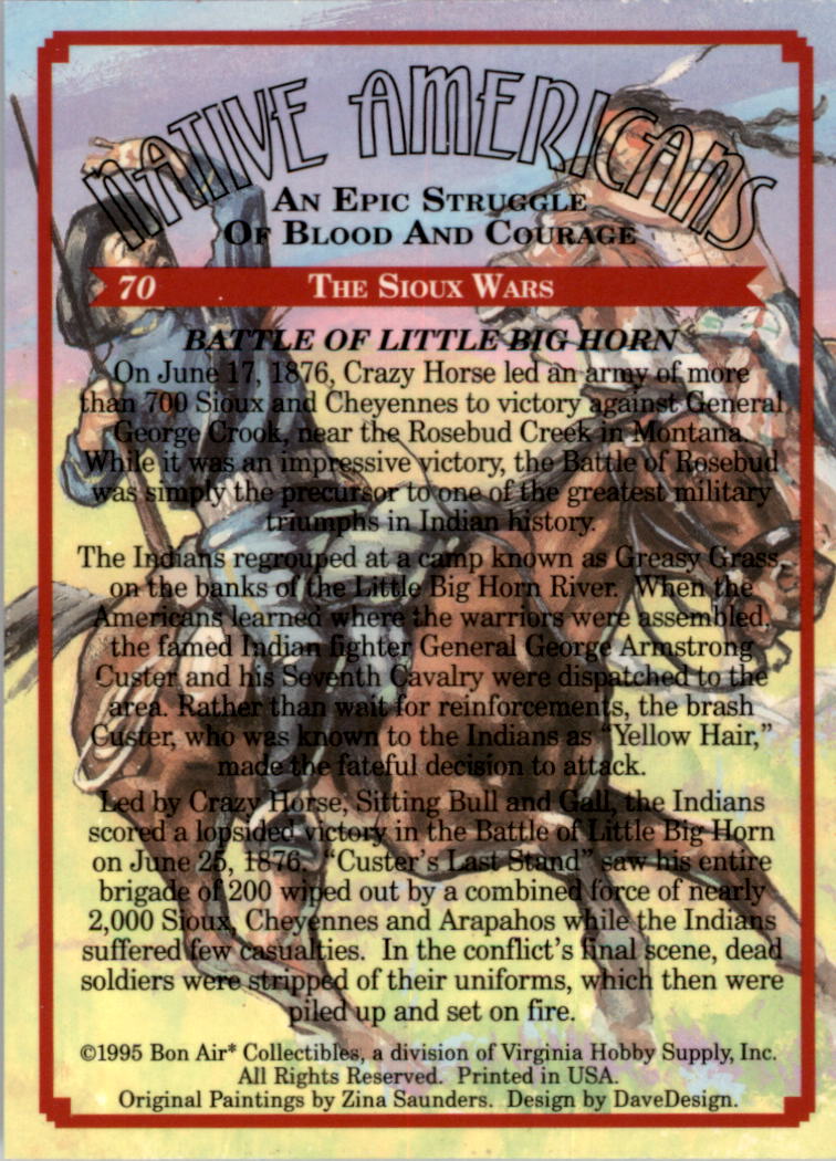 1995 Bon Air Native Americans An Epic Struggle of Blood and Courage #70 ...