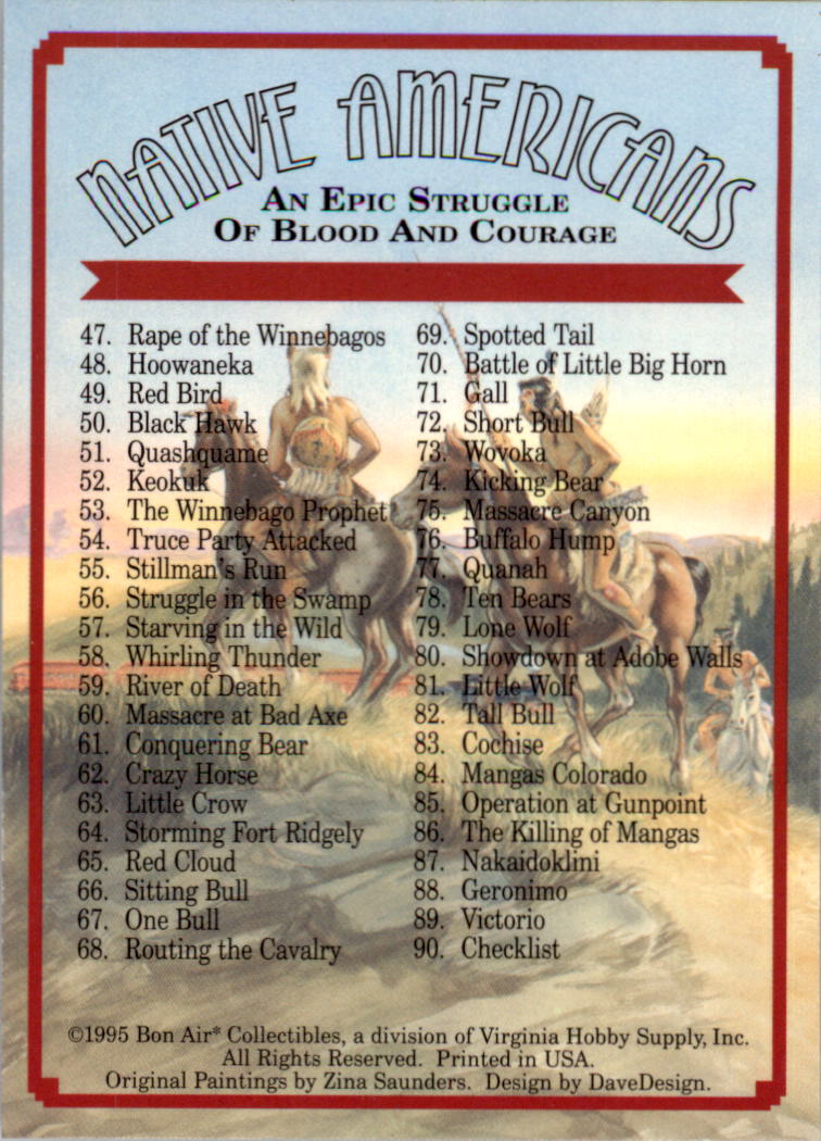 1995 Bon Air Native Americans An Epic Struggle of Blood and Courage #90 ...