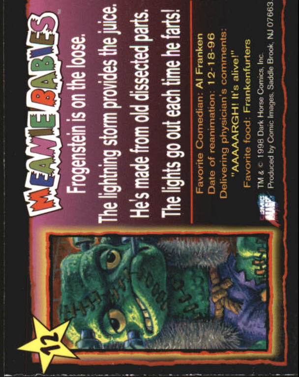 1998 Comic Images Meanie Babies #12 Frogenstein the Frog - NM-MT