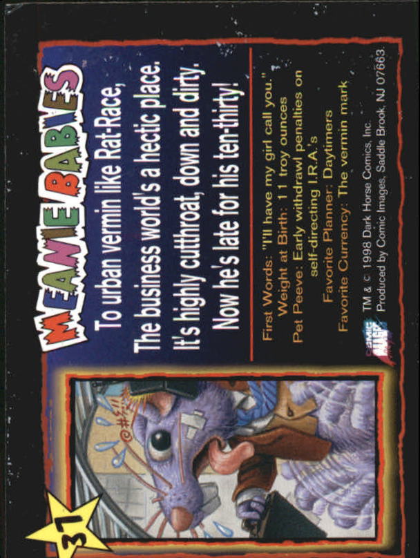 1998 Comic Images Meanie Babies #37 Rat-Race the Rat - NM-MT