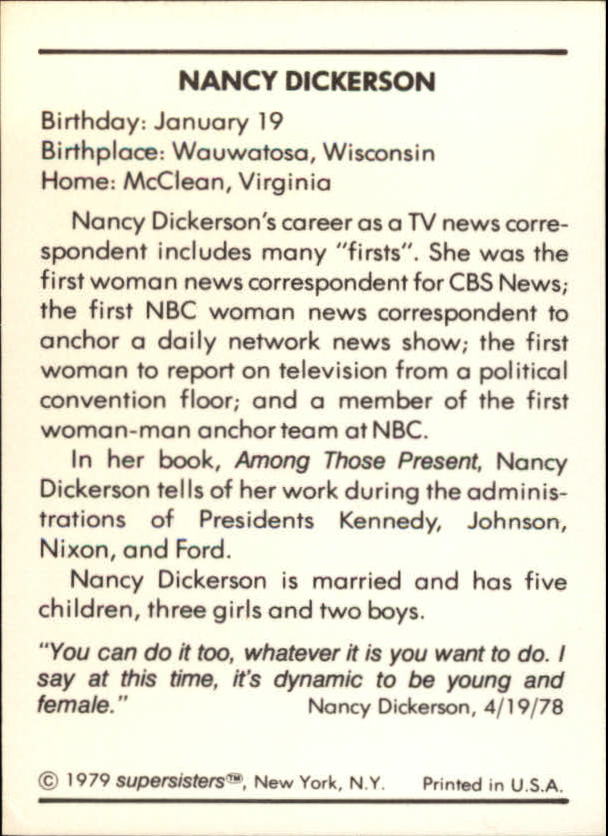 1979 Supersisters #2 Nancy Dickerson - EX-MT
