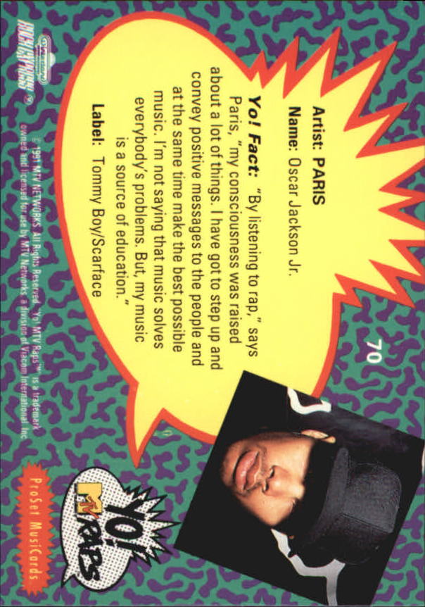 1991 Pro Set YO! MTV Raps Complete Series #70 Paris - NM-MT - Jim ...