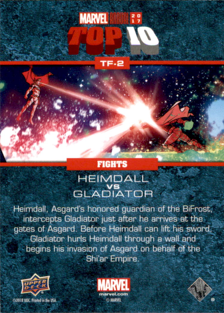 2018 Upper Deck Marvel Annual 2017 Top 10 Fights #TF2 Heimdall and ...