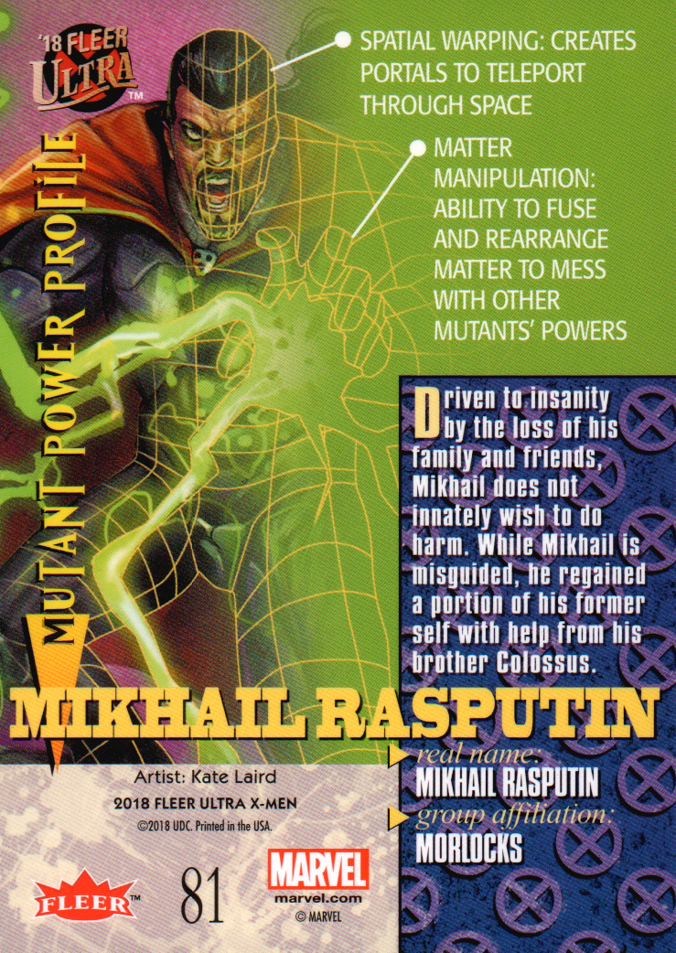 2018 Fleer Ultra X-Men #81 Mikhail Rasputin SP - NM-MT