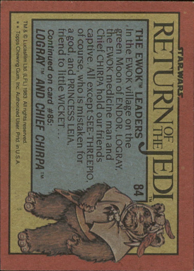 1983 Topps Star Wars Return of the Jedi #84 The Ewok Leaders
