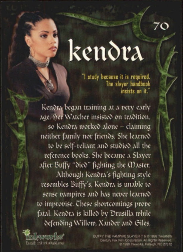 1999 Inkworks Buffy The Vampire Slayer Season Two 70 Kendra Nm Mt