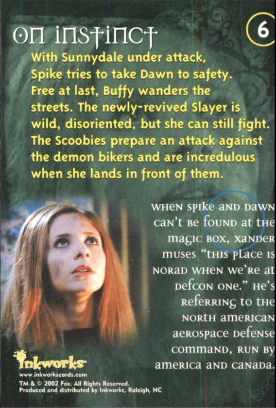 2002 Inkworks Buffy The Vampire Slayer Season Six 6 On Instinct Nm Mt