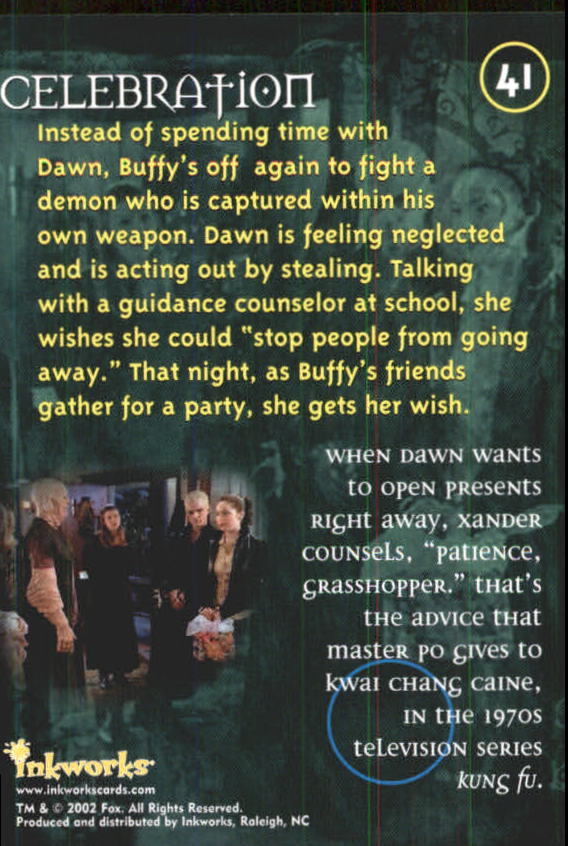 2002 Inkworks Buffy The Vampire Slayer Season Six 41 Celebration Nm Mt