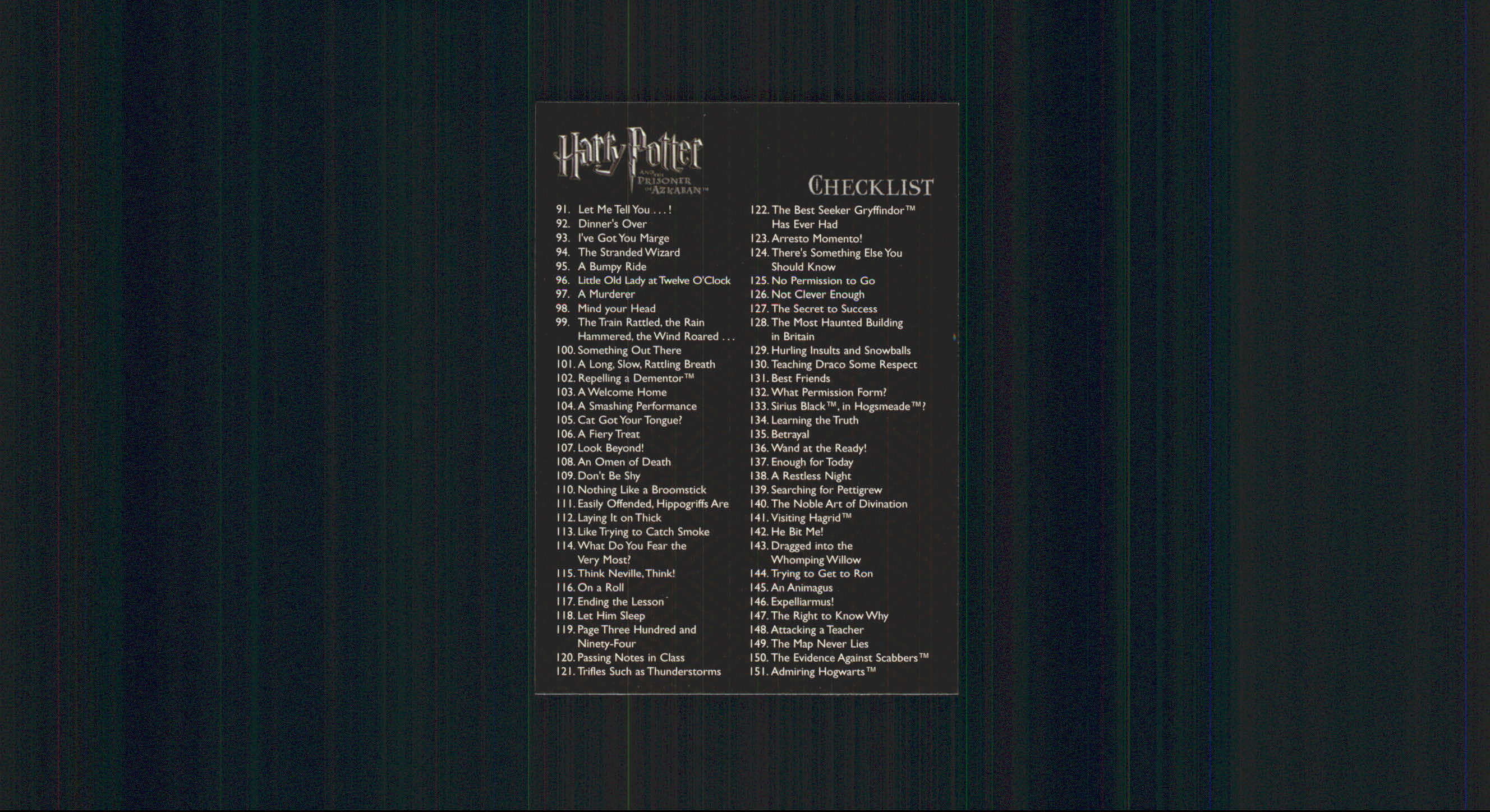 2004 Artbox Harry Potter and the Prisoner of Azkaban Update #180 ...