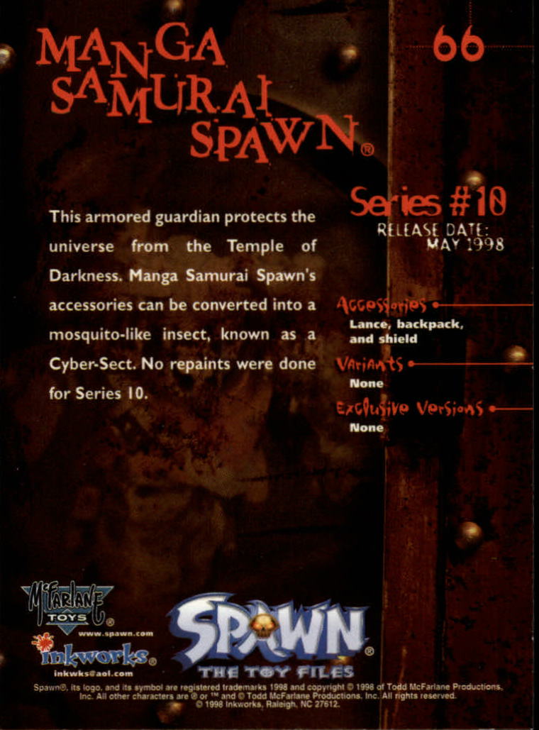 1998 Inkworks Spawn Toy Files #66 Manga Samurai Spawn - NM-MT