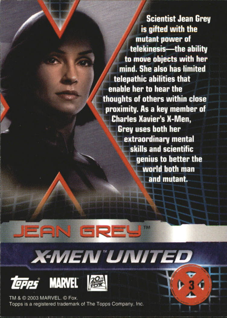 2003 Topps X2 X-Men United #3 Jean Grey - NM-MT